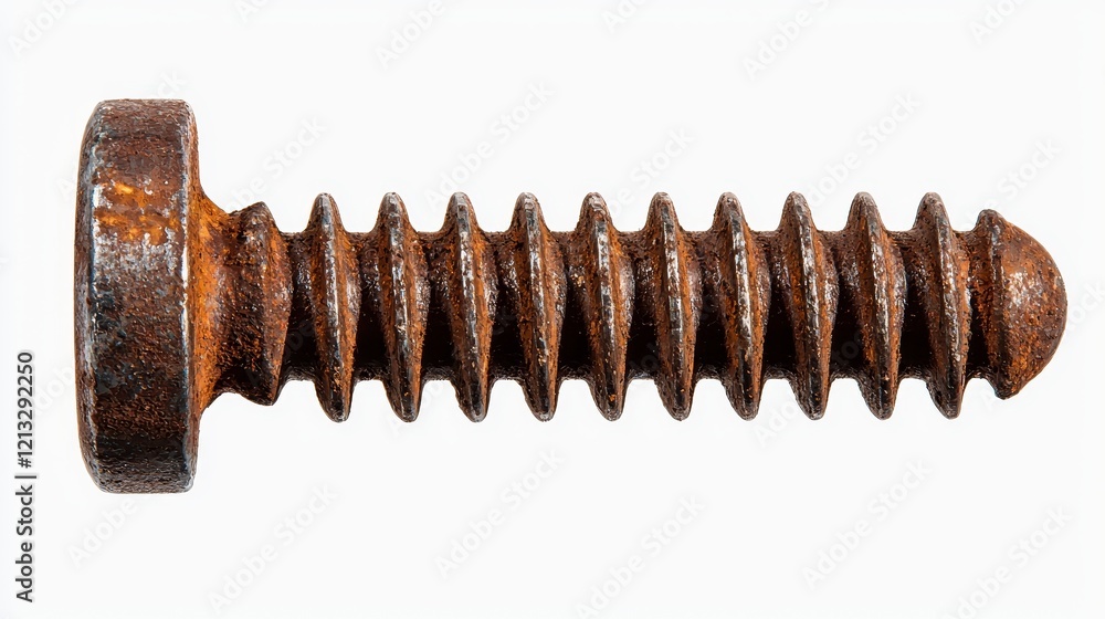 Isolated view of an old wood screw with heavy rust, high-definition ...