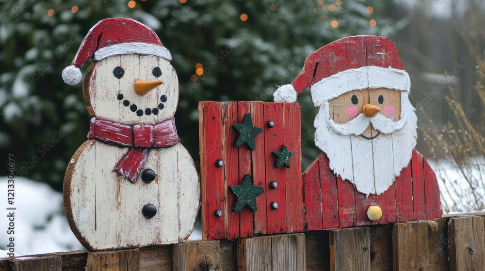 DIY holiday yard decorations with repurposed pallets painted as ...
