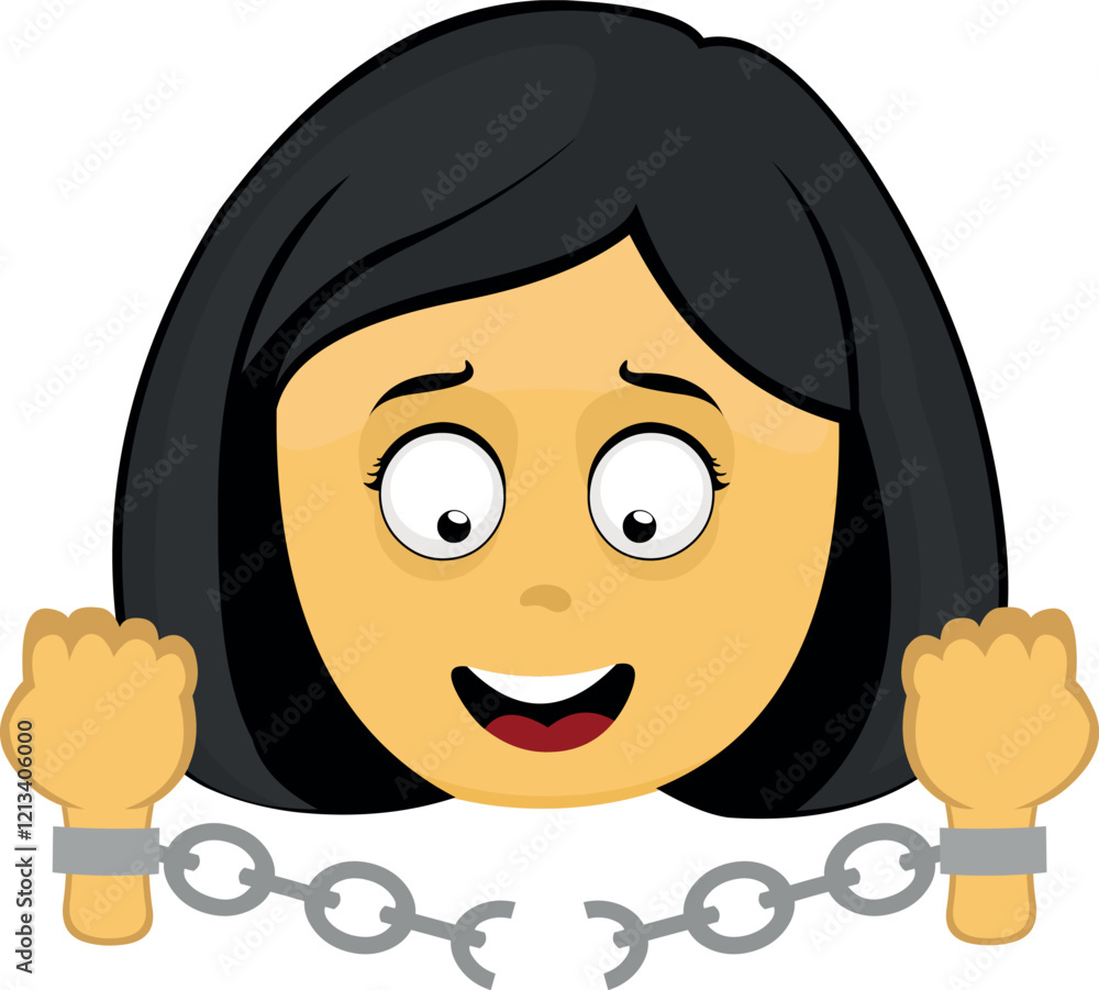 vector illustration yellow emoji face character woman cartoon breaking ...