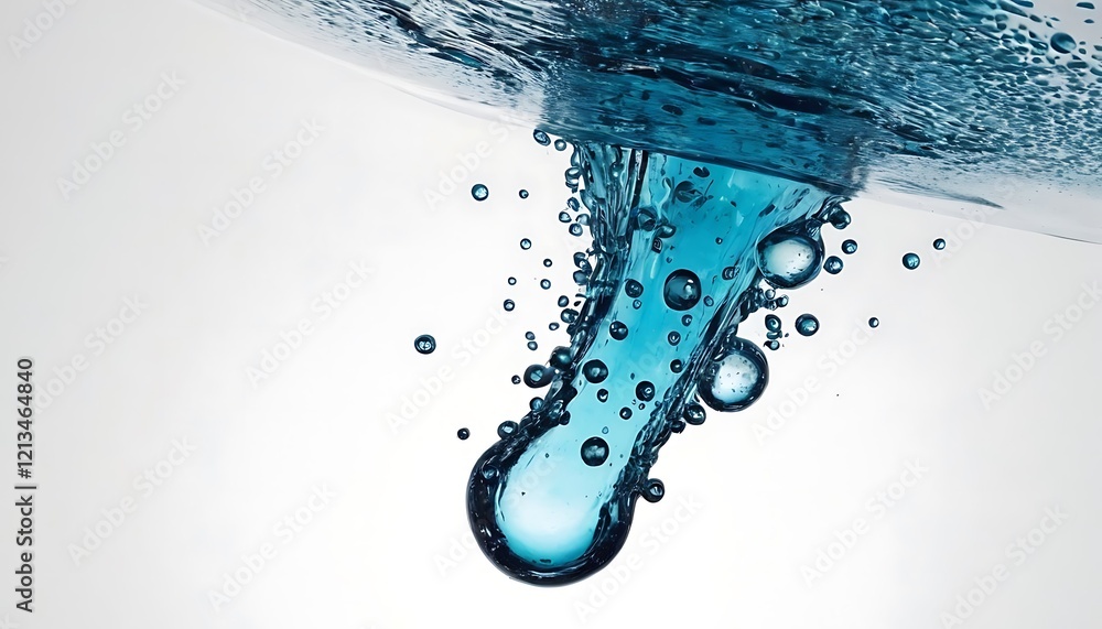 Droplets and Water Spill Isolated on White Background. 8 Stock Photo ...