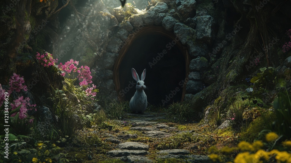 rabbit hole in Wonderland, leading deep into the earth, where secrets ...