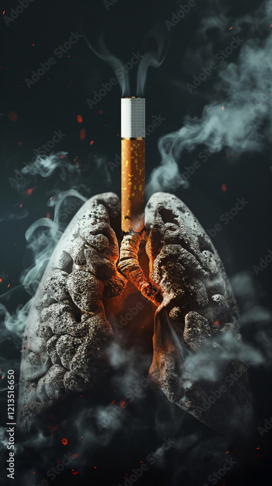 Visual concept illustration for anti-smoking ad showing harmful impact ...