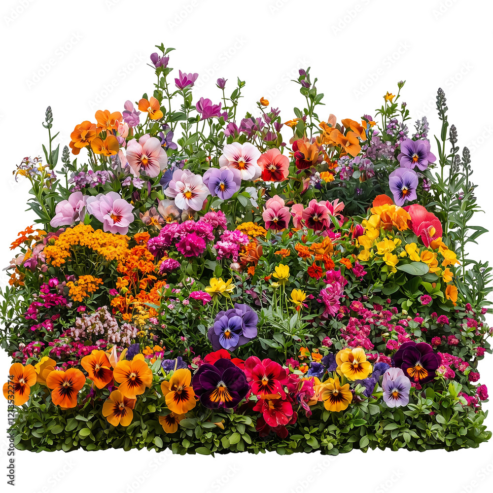 Vibrant Spring Flower Garden Colorful Pansies Bloom red pink image ...