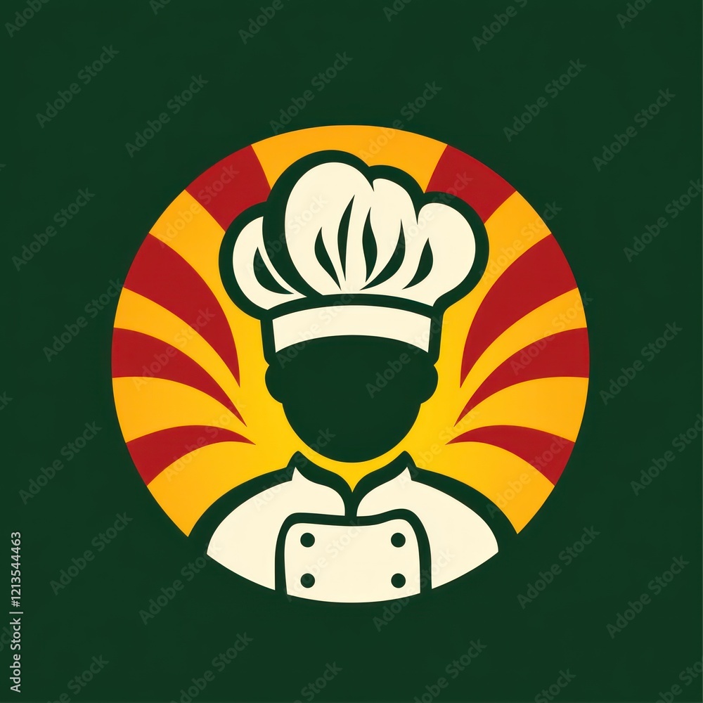 Chef silhouette logo, food service, restaurant design, background ...