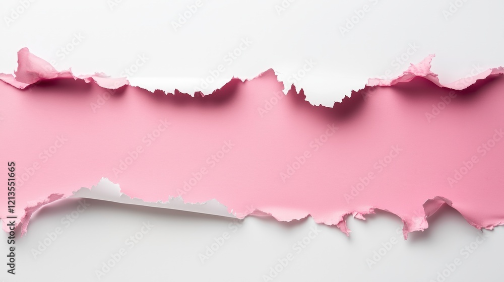 Torn Paper Pink Reveal: A horizontal strip of vibrant pink paper is ...