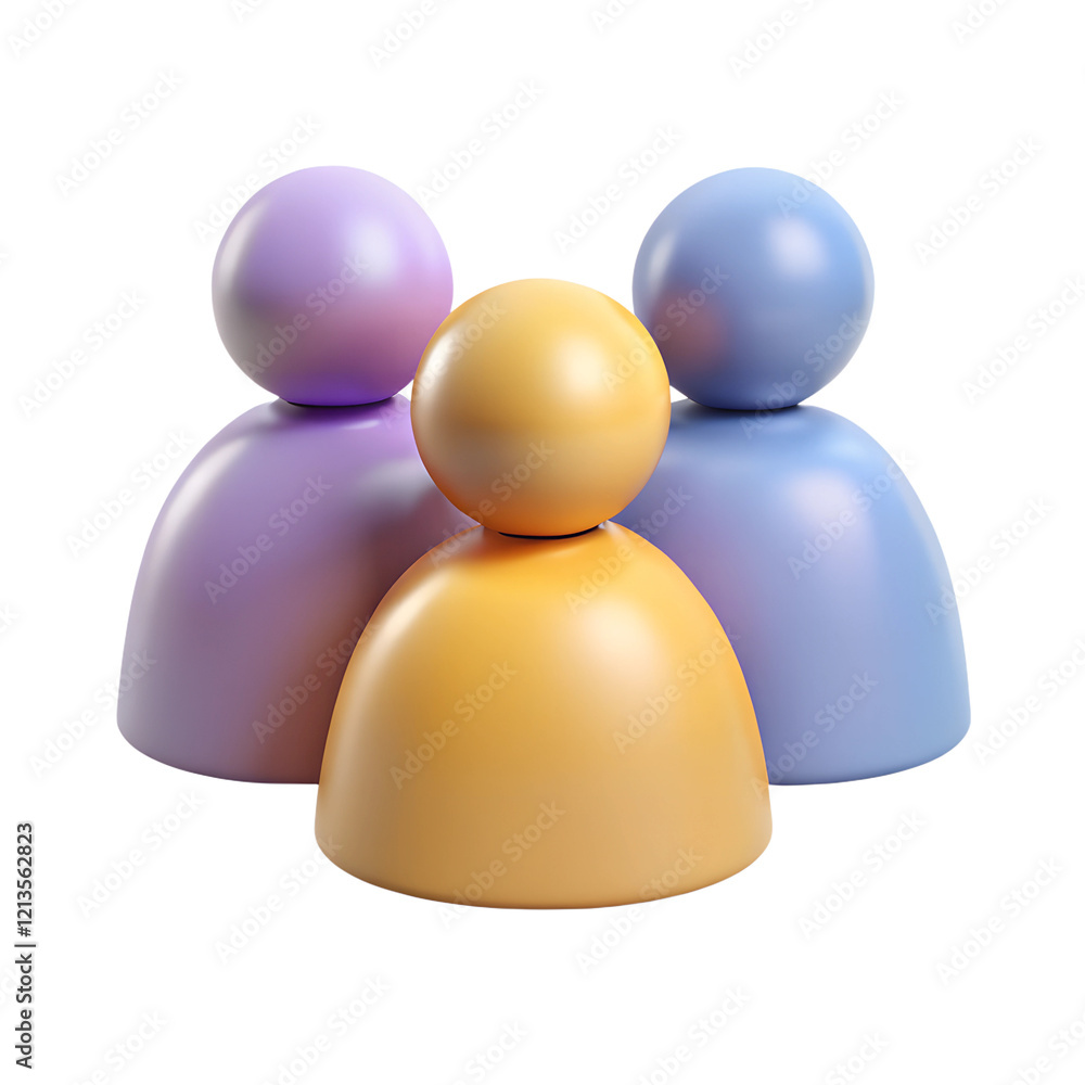 3D Simple Group User Icon Isolated. Render Group Profile Photo Symbol ...
