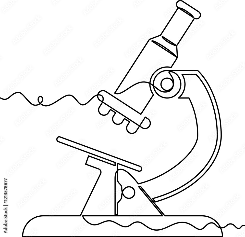 one line art microscope vector illustration. line art, one continuous ...
