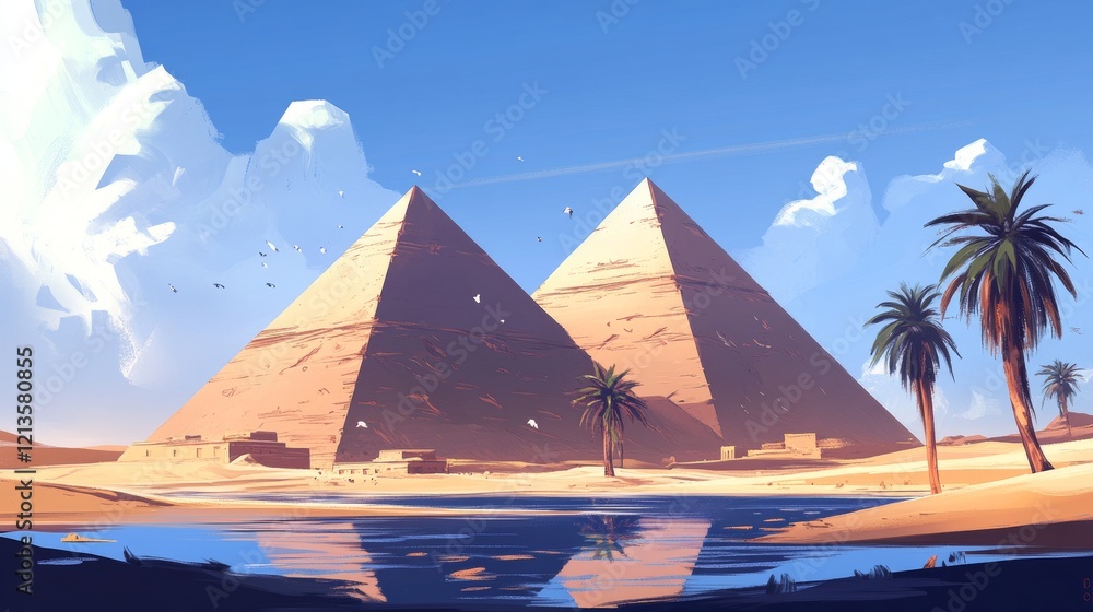 Egyptian pyramids isolated on transparent background. Famous African ...