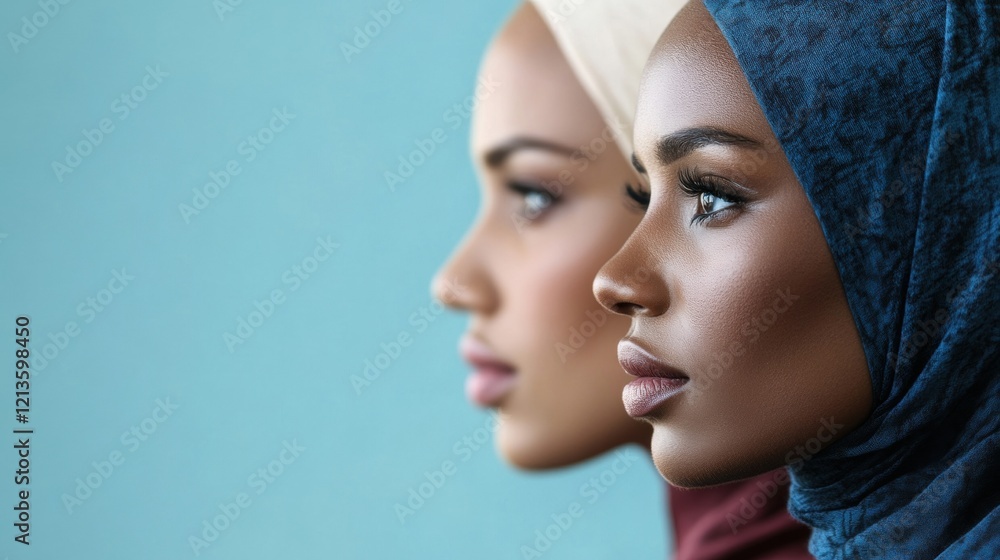 Two women of different ethnic backgrounds display elegance and strength ...
