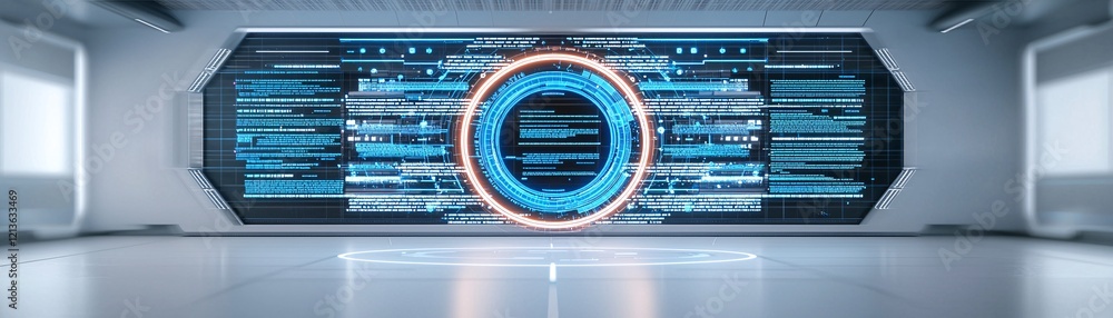 detailed IT documentation room, futuristic bookshelves filled with ...