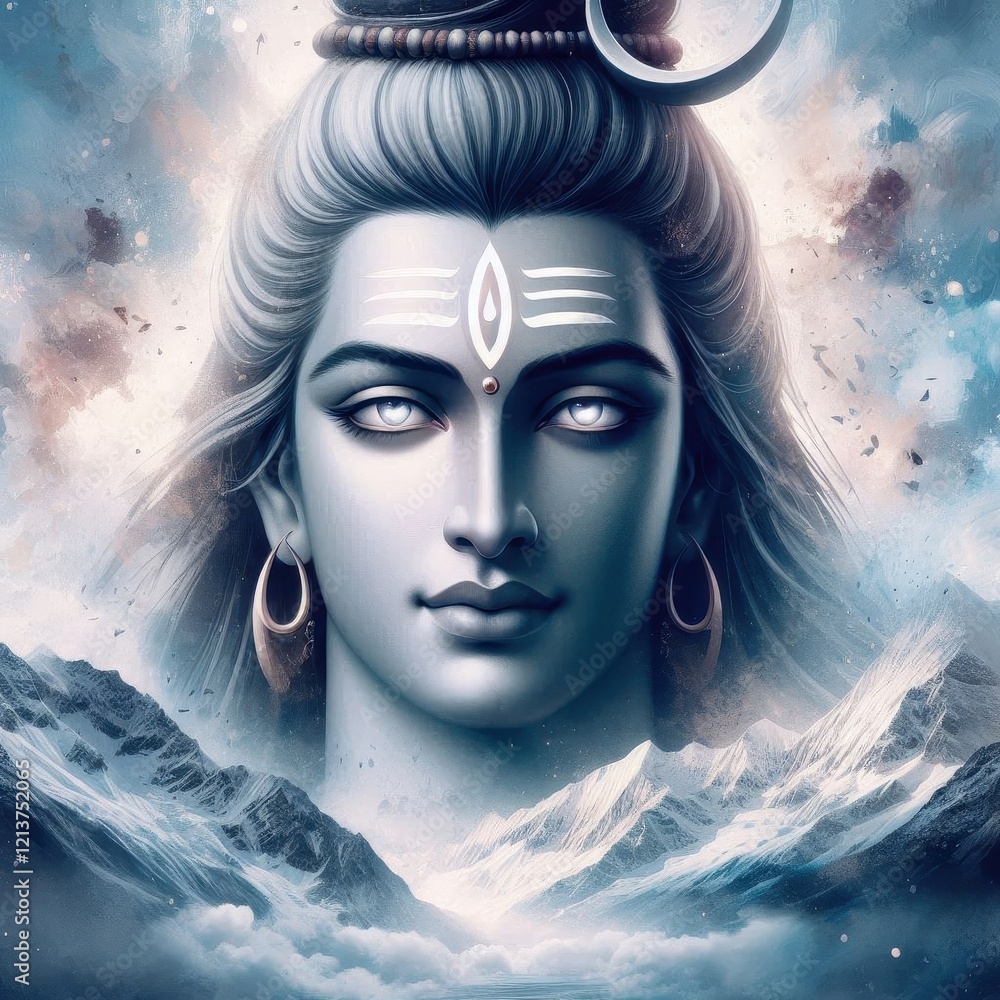 Digital Artwork of Lord Shiva for Maha Shivratri: Trinity Symbol and ...
