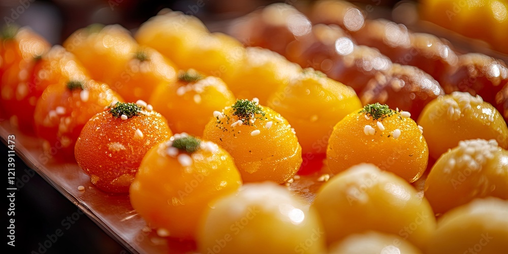 Close up of vibrant traditional Maharashtrian sweets displayed during ...