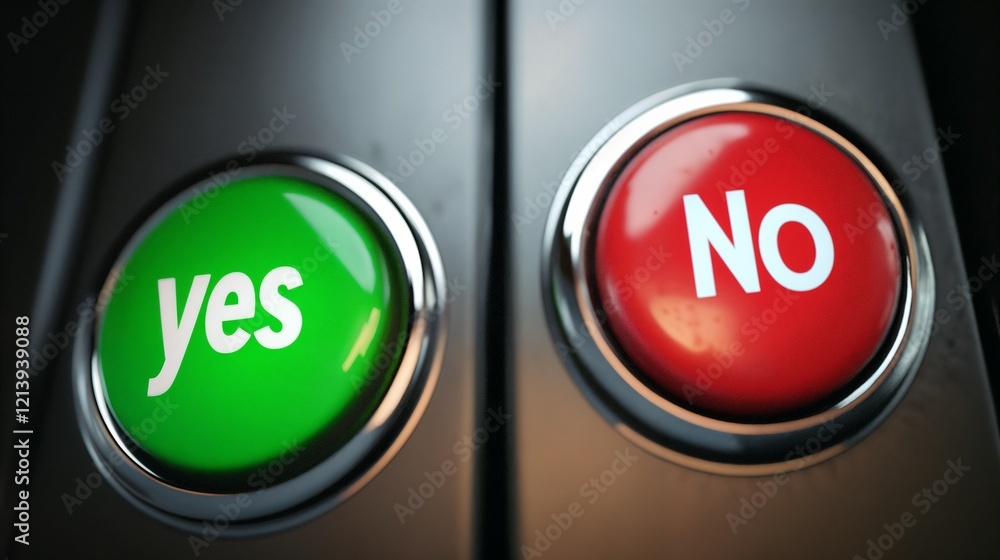 "Yes" and "NO" choice buttons on dark panel. Suitable for decision ...