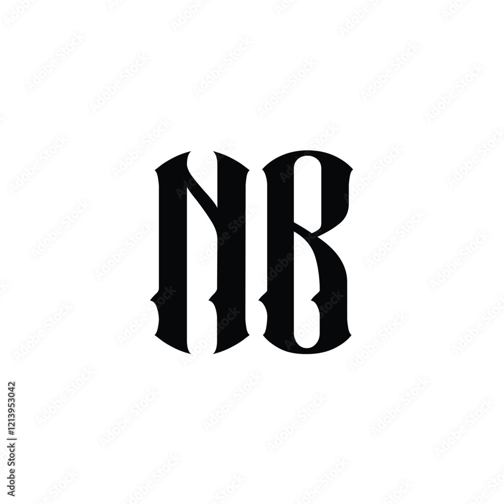 NB monogram logo design letter text name symbol monochrome logotype ...