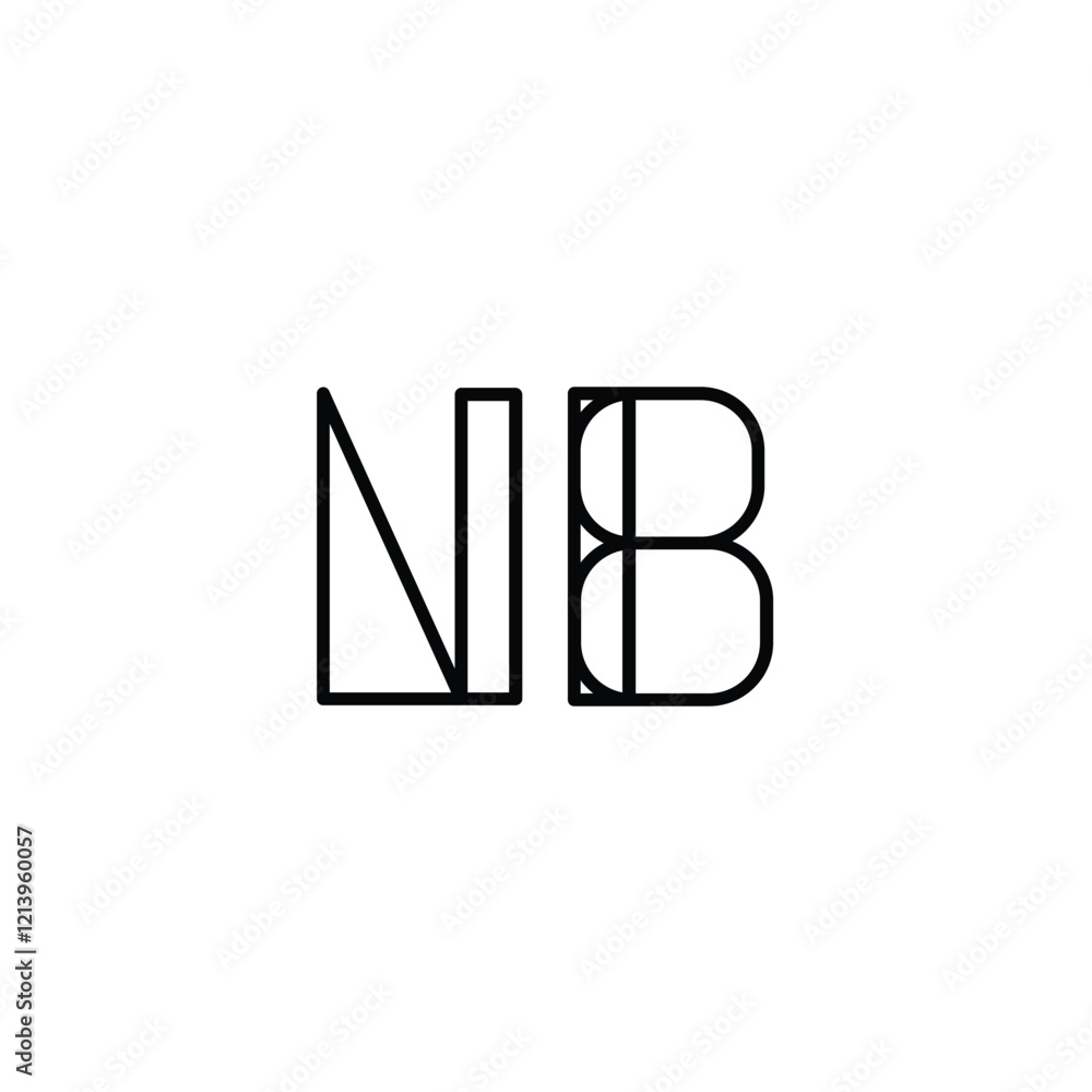 NB monogram logo design letter text name symbol monochrome logotype ...
