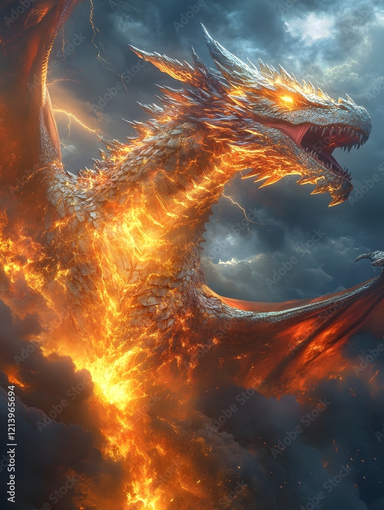 Titanic Four Dimensional Dragon Commanding the Volatile Volcanic Skies ...