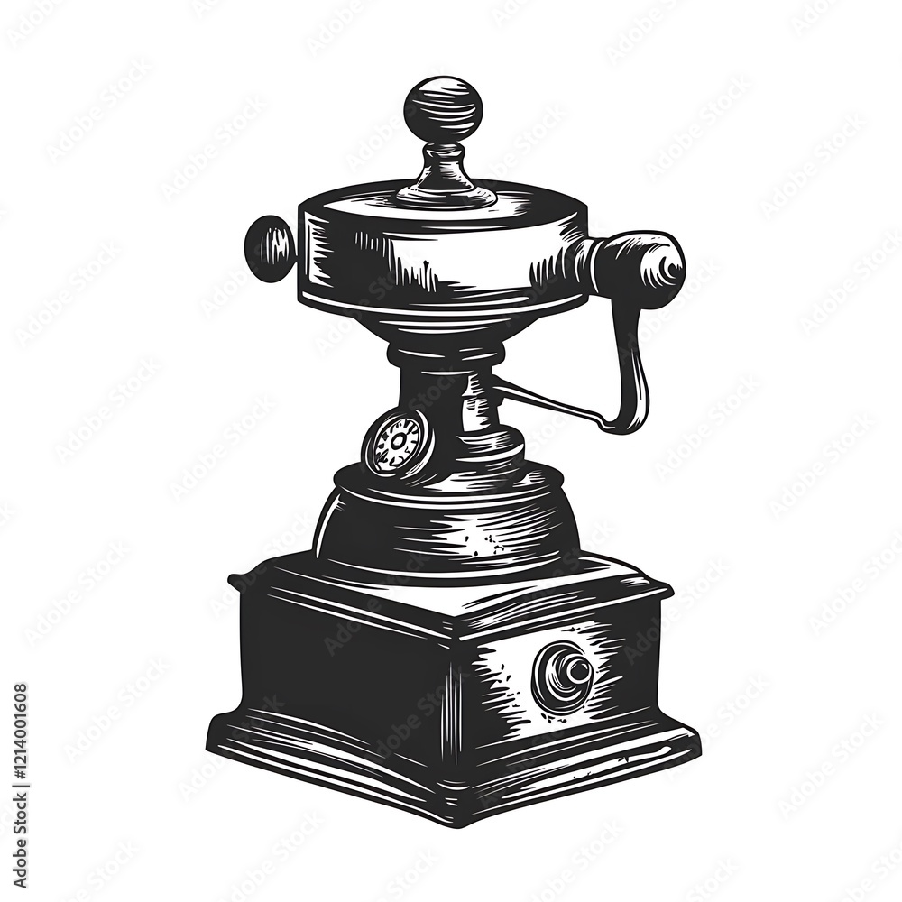 Vintage coffee grinder illustration, detailed engraved drawing ...