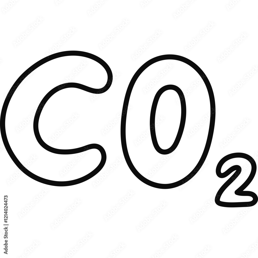 Cute outline doodle chemical formula of CO2. Hand drawn lettering of ...