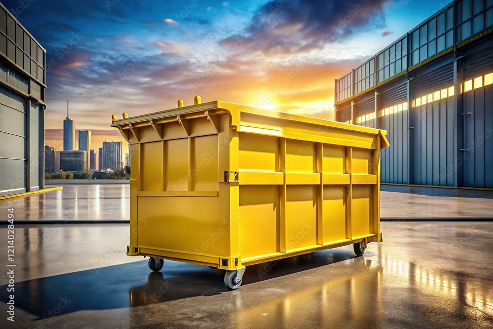 Bright Yellow Industrial Dumpster on Wheels for Efficient Waste ...