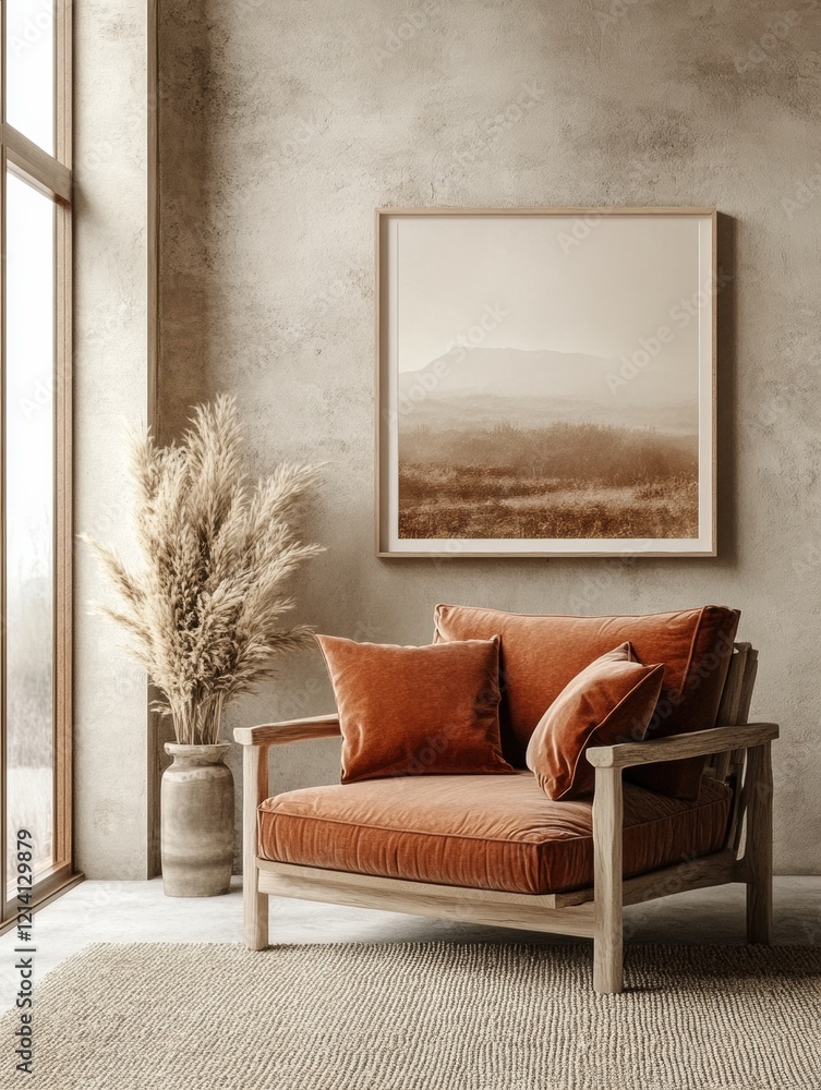 Elegant minimalist japandi interior design showcase modern living room ...