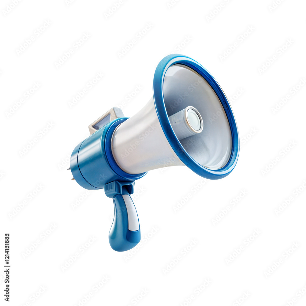 Blue Megaphone Announcement: A vibrant blue and white megaphone, angled ...