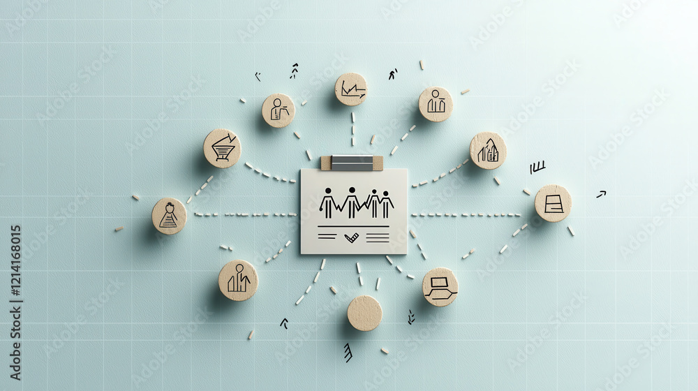 flowchart illustrating steps for selecting team members with icons ...