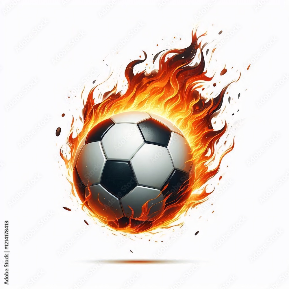 Soccer Ball on Fire: A soccer ball engulfed in a fiery blaze ...