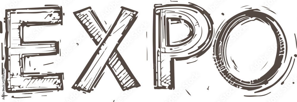 Expo sign in black and white lines Abstract and art image illustrated ...