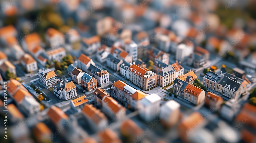 Miniature Town Model with Red Roofs Showcasing Architectural Design and ...