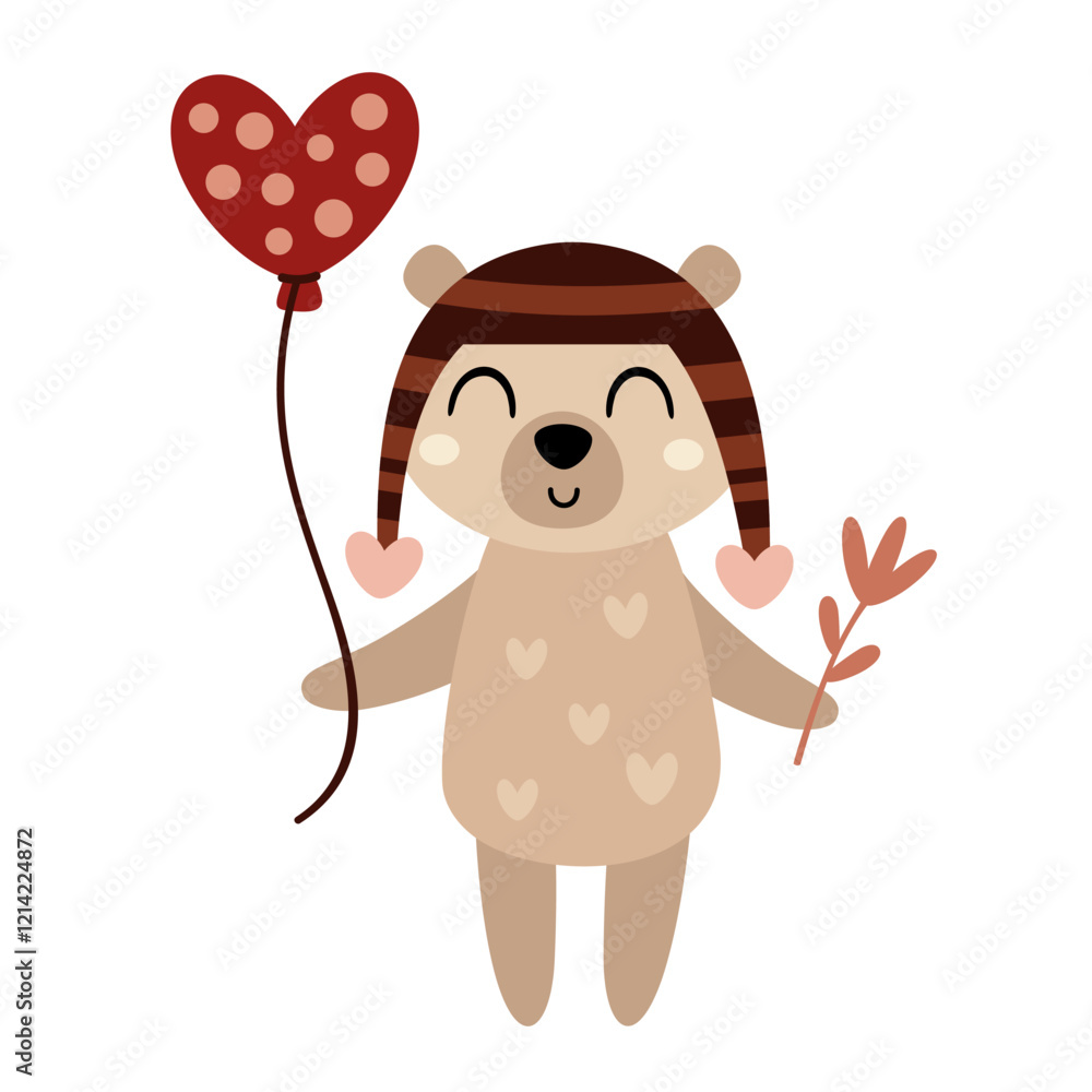 Valentine animal clipart. Cute bear clipart. Valentines day clipart in ...