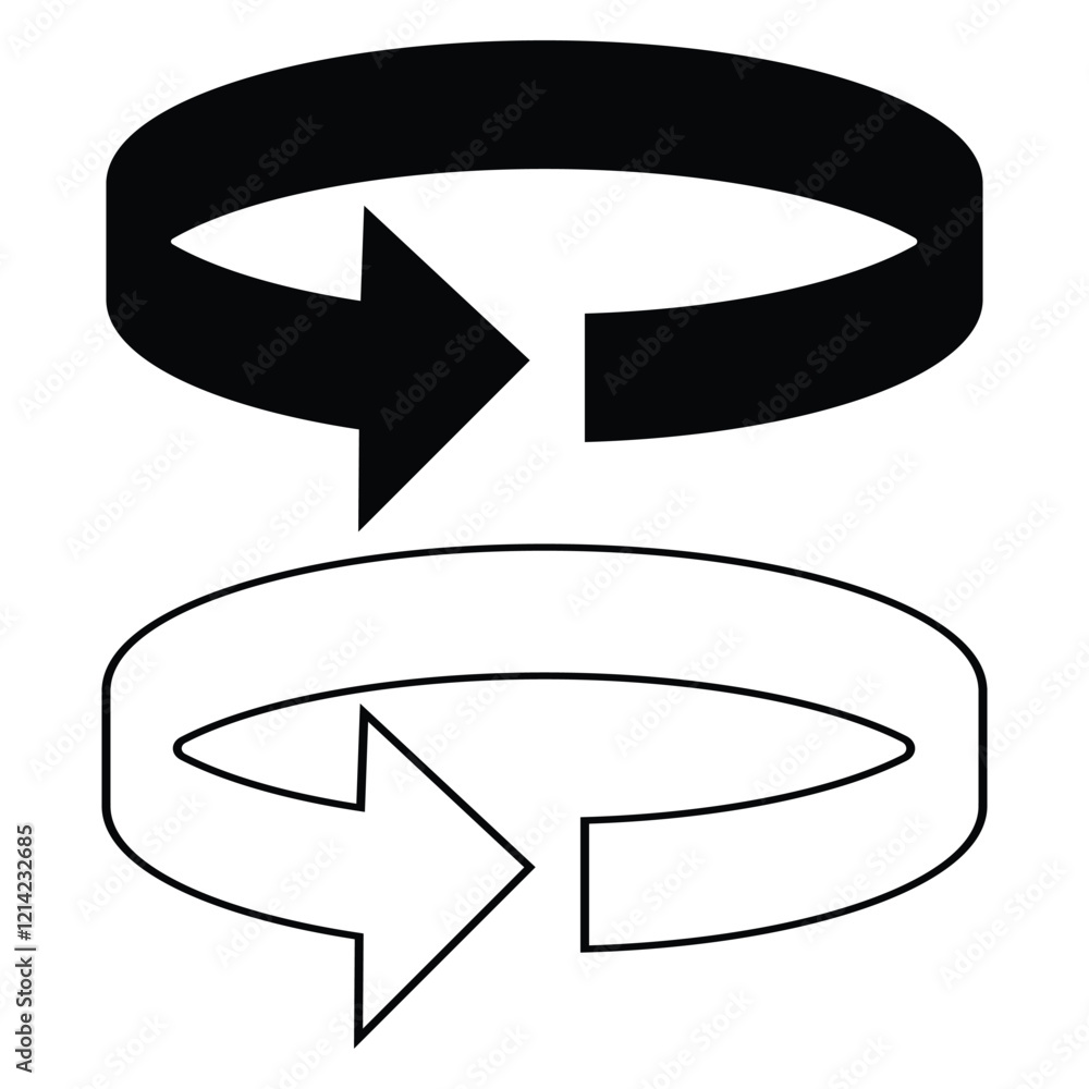 360 degrees arrow, Curved arrows. Rotate around set icon. 360 degree ...