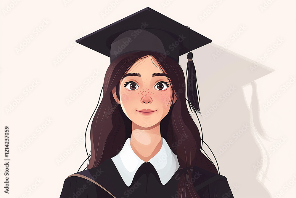 female graduate smiling in her cap and gown, symbolizing the joy and ...