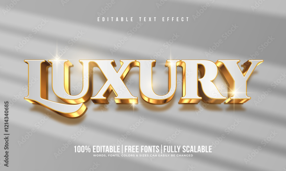 Editable luxury gold text effect, shiny metal 3d typography and glossy ...