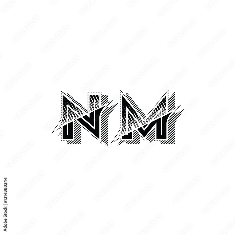 NM monogram logo design letter text name symbol monochrome logotype ...