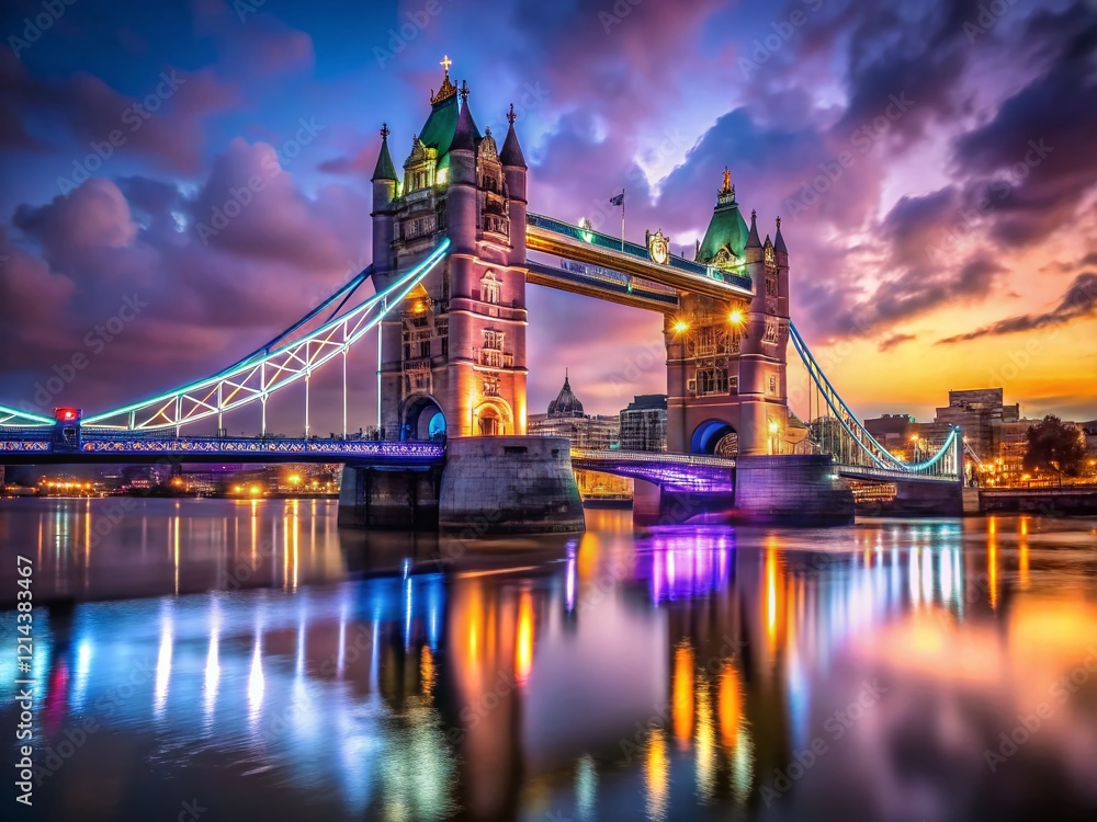 London Tower Bridge Night HDR, Iconic Landmark, Cityscape, England ...