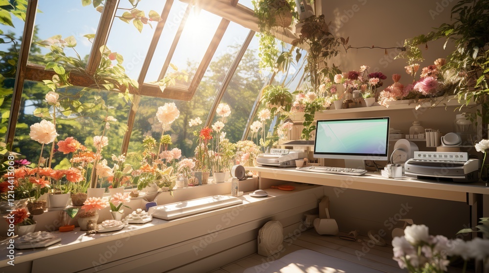 Elegant and Modern Home Office Design with Natural Light and Plants HD ...