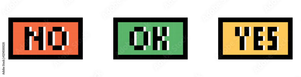 Pixelated text bubble, yes, no, ok, pixel art, 8 bit, boxes., Pixel art ...