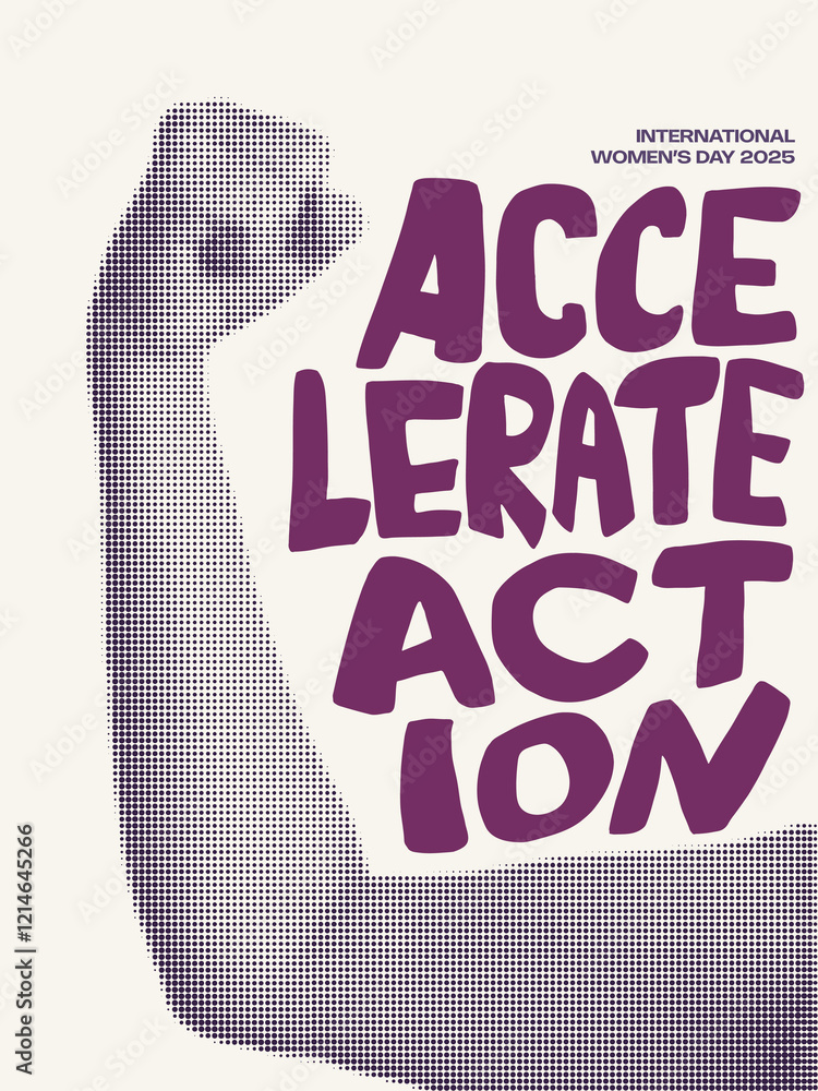 Accelerate action handwritten text and halftone female arm showing ...