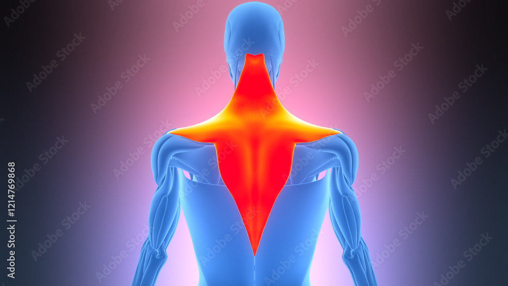 Human Muscular System Torso Muscles Trapezius Muscle Anatomy Stock ...