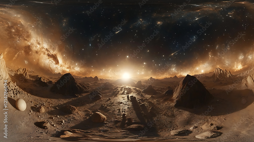 360 degree equirectangular projection space background with nebula and ...