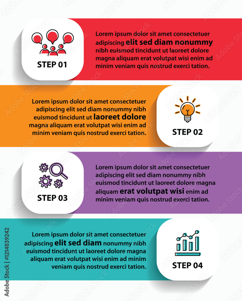 4 steps infographic template with 4 options. Flowchart that can be used ...