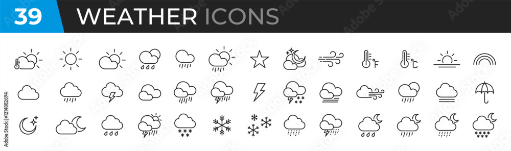 Weather icons. Weather forecast icon set. Clouds logo. Weather , clouds ...