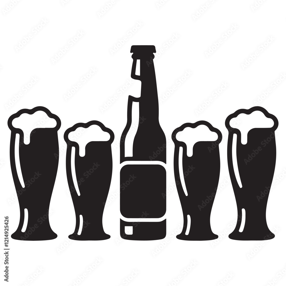 beer line art, beer silhouette,glass beer bottle icon shape symbol ...