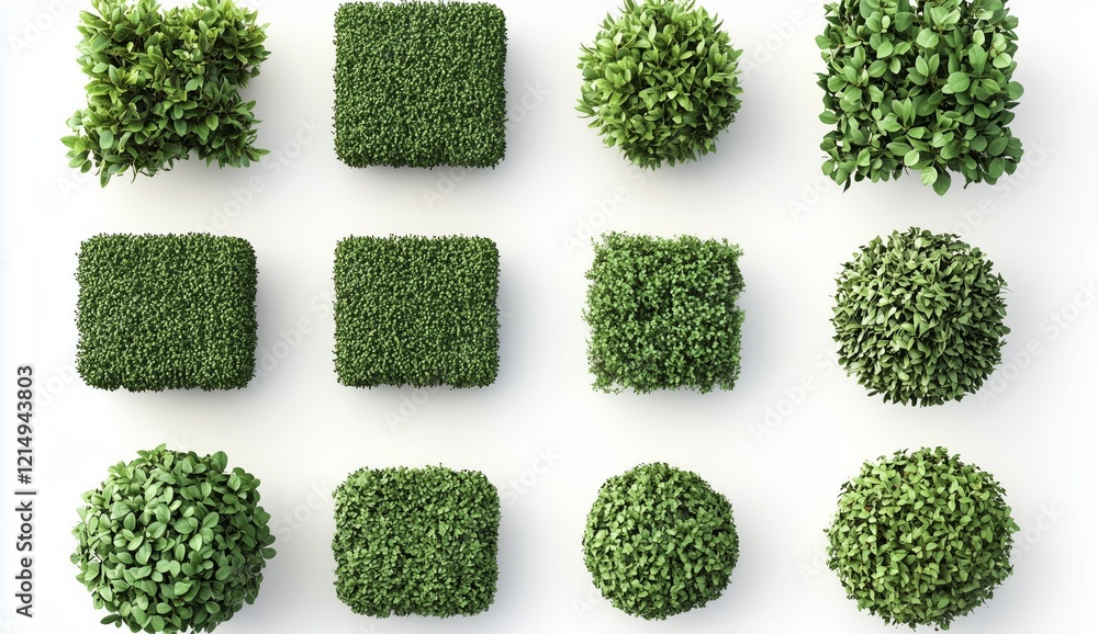 Collection of Green Shrubs and Bushes Top View Variety of Shapes and ...