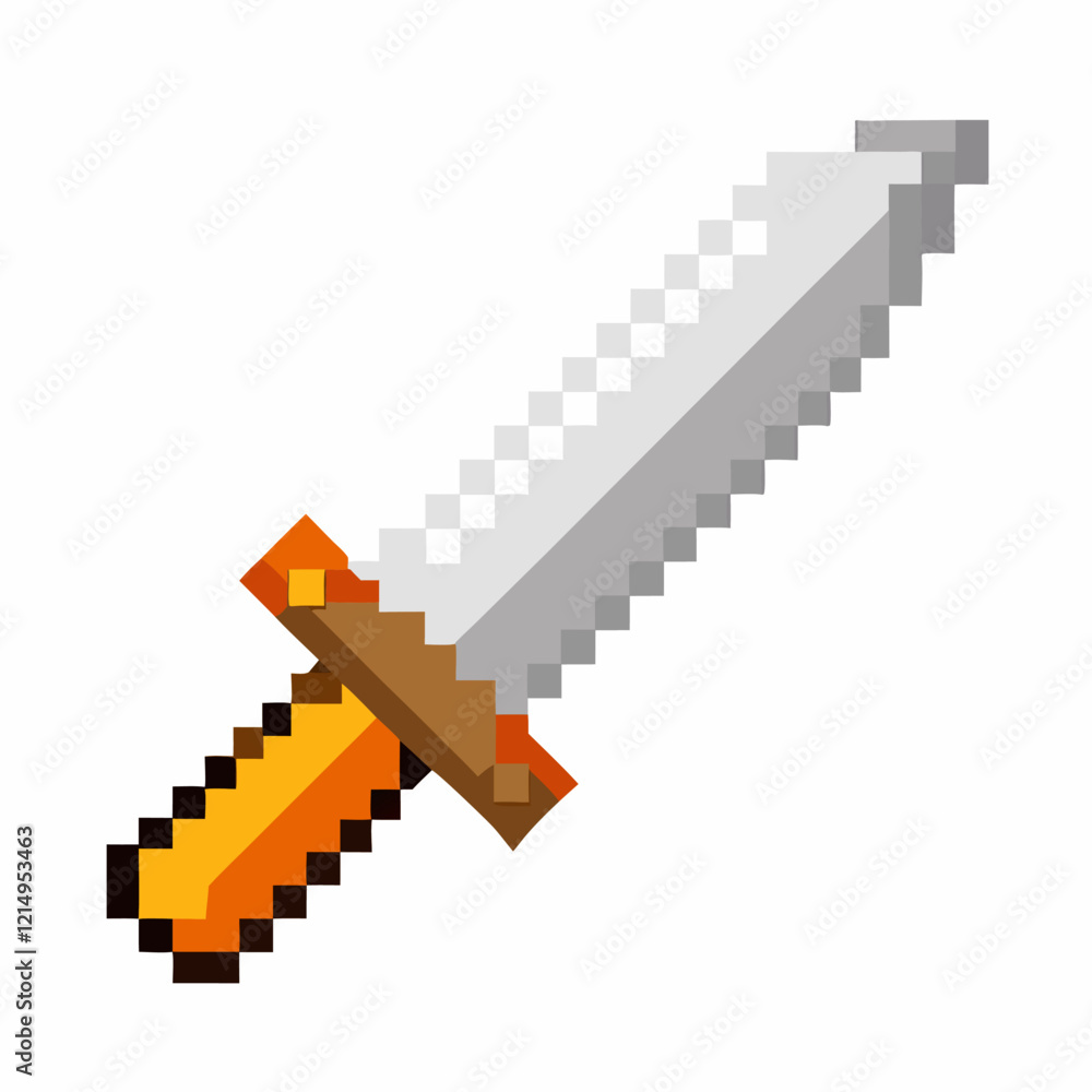Pixel Art Sword Retro 8 Bit Weapon Design for Video Game Graphics Stock ...