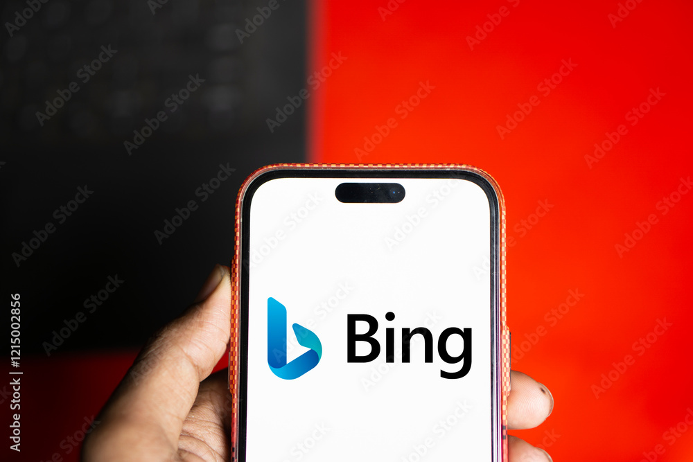 Dhaka, Bangladesh- 20 jan 2025: Bing logo is displyed on smartphone ...