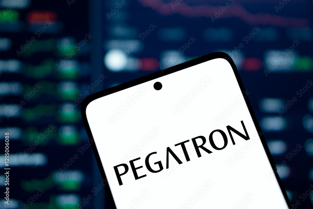 Dhaka, Bangladesh- 4 Jan 2025: Pegatron logo is displayed on smartphone. PEGATRON Corporation is ...