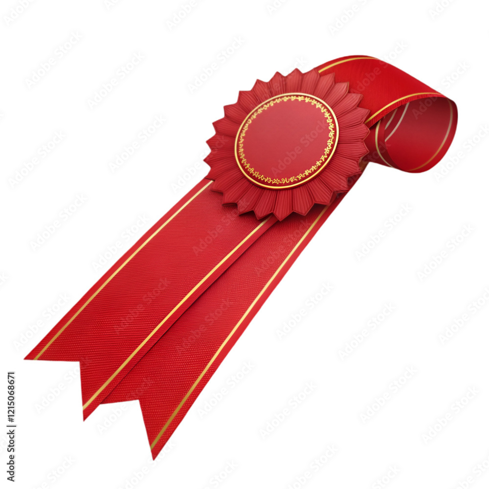 Empty red label ribbon design isolated on transparent background ...