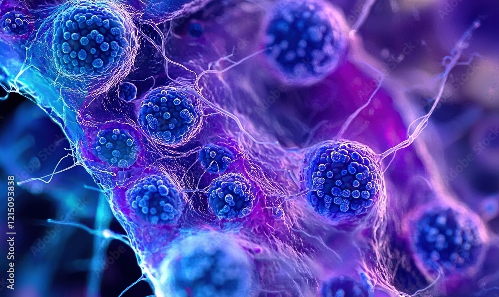 Microscopic examination reveals follicular pattern in lymph node tissue ...