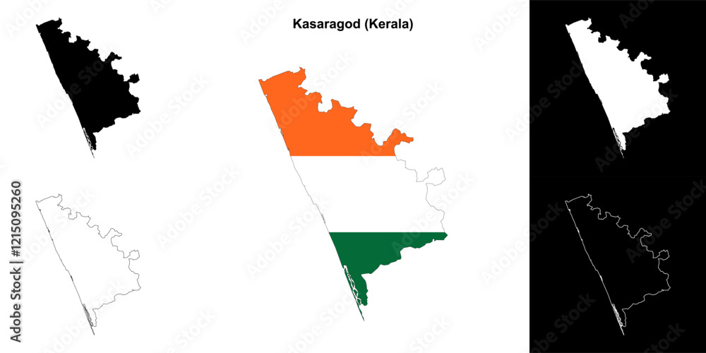 Kasaragod district (Kerala) outline map set Stock Vector | Adobe Stock